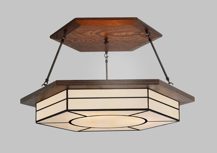Modern Craftsman Ceiling Light – Custom Wood & Glass Chandelier ...
