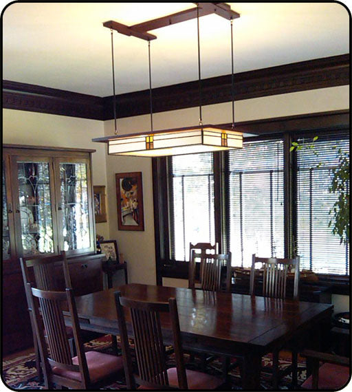 Prairie Style Light Fixture in Dining Room - Mission Studio Lighting